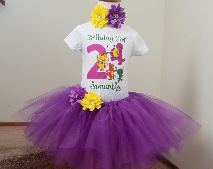 Personalized Barney the Dinosaur, Baby Bop, B.J. and Riff Birthday Tutu ...