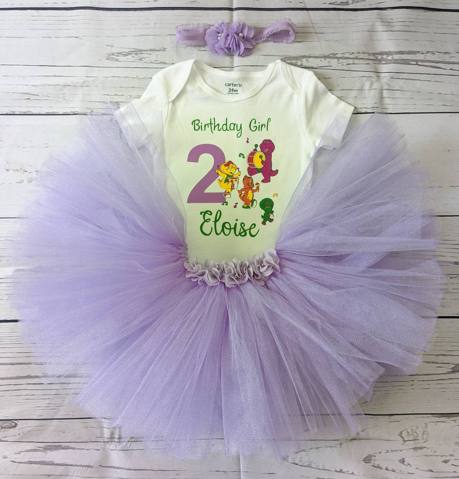 Personalized Barney the Dinosaur, Baby Bop, Riff and B.J. Birthday Tutu ...