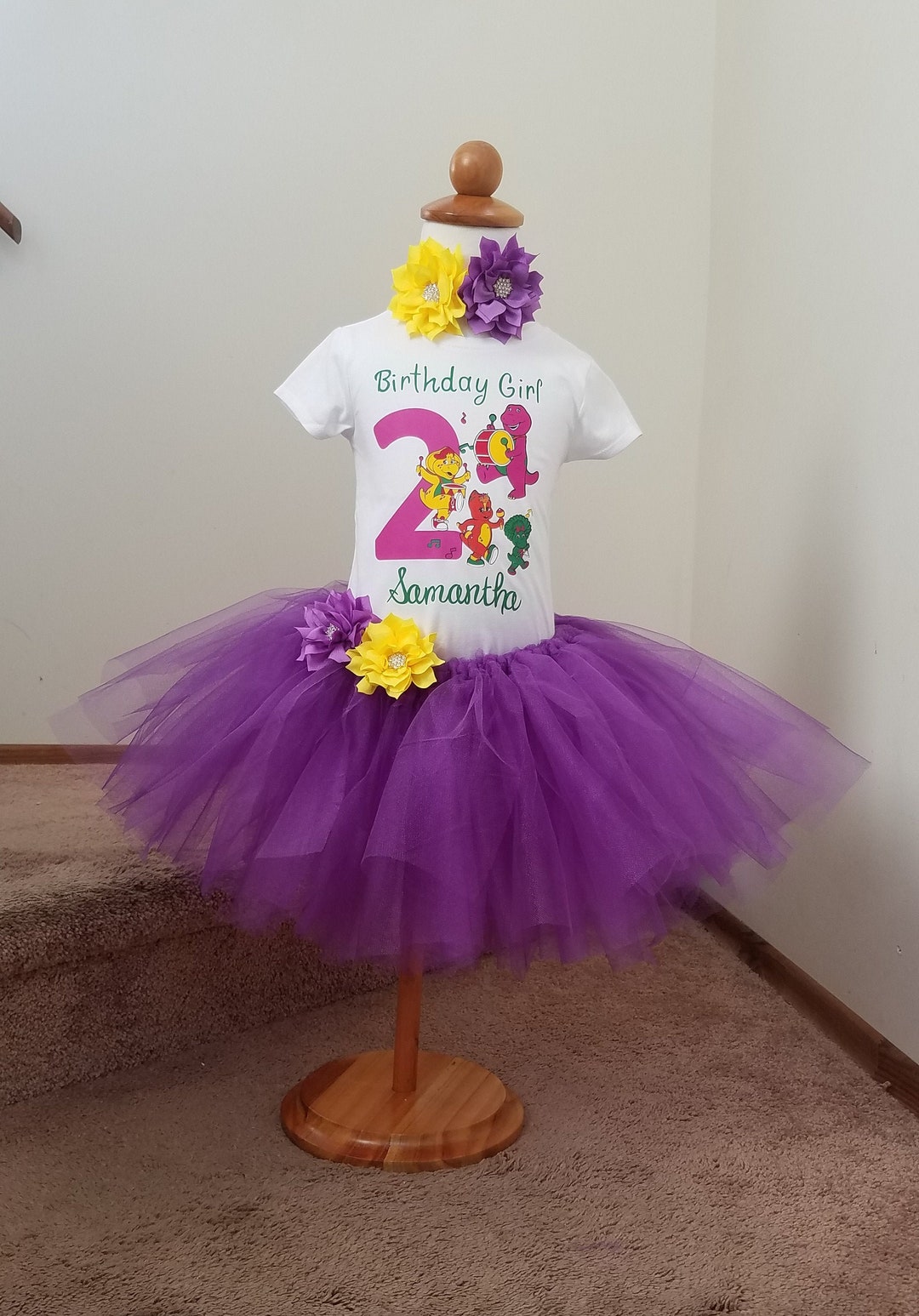 Personalized Barney the Dinosaur, Baby Bop, B.J. and Riff Birthday Tutu ...