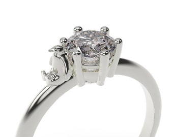 Penguin Engagement Ring Penguin Ring White Gold Penguin Ring | Etsy