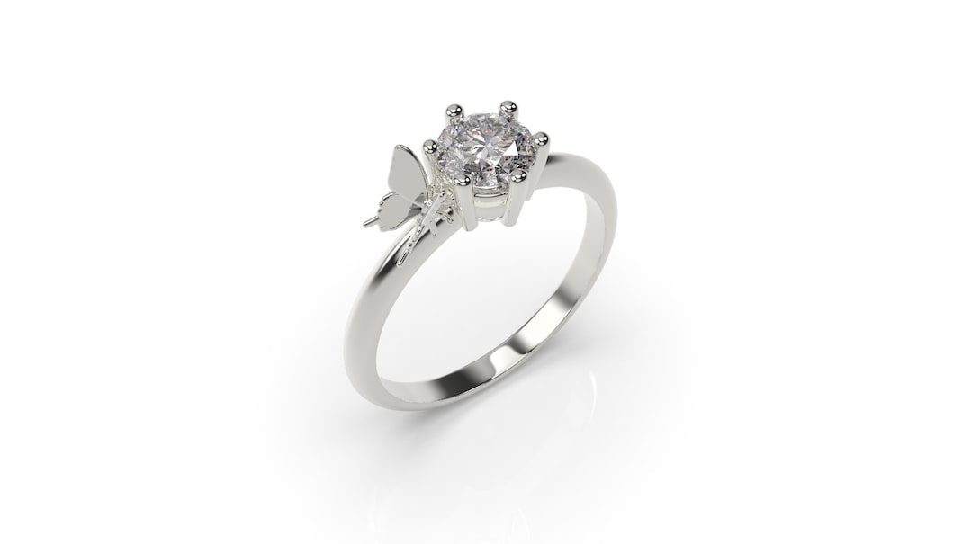 Gold Butterfly Ring Butterfly Engagement Ring White Gold Butterfly ...