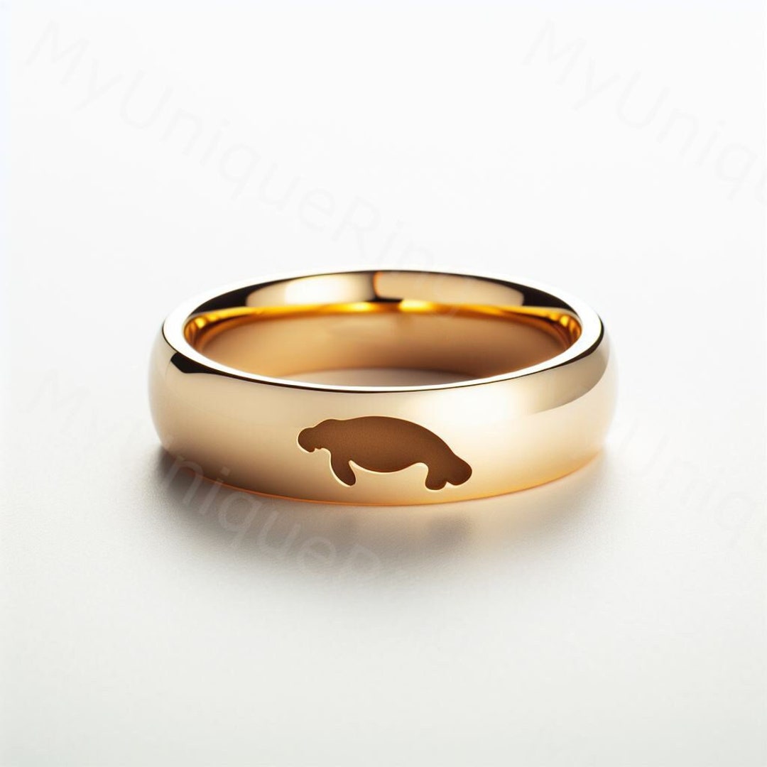 Manatee Men's Ring Men's Wedding Band Manatee Men's Manatee Jewelry Men ...