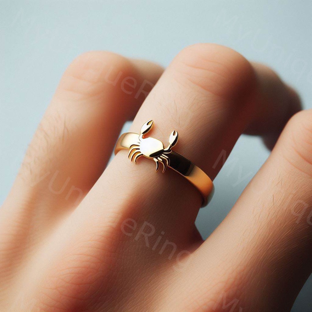 Crab Ring Men's Wedding Band Minimalist Men's Crab Jewelry Men's Crab ...
