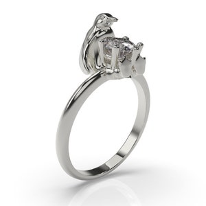 Penguin Engagement Ring Penguin Ring White Gold Penguin Ring Penguin ...