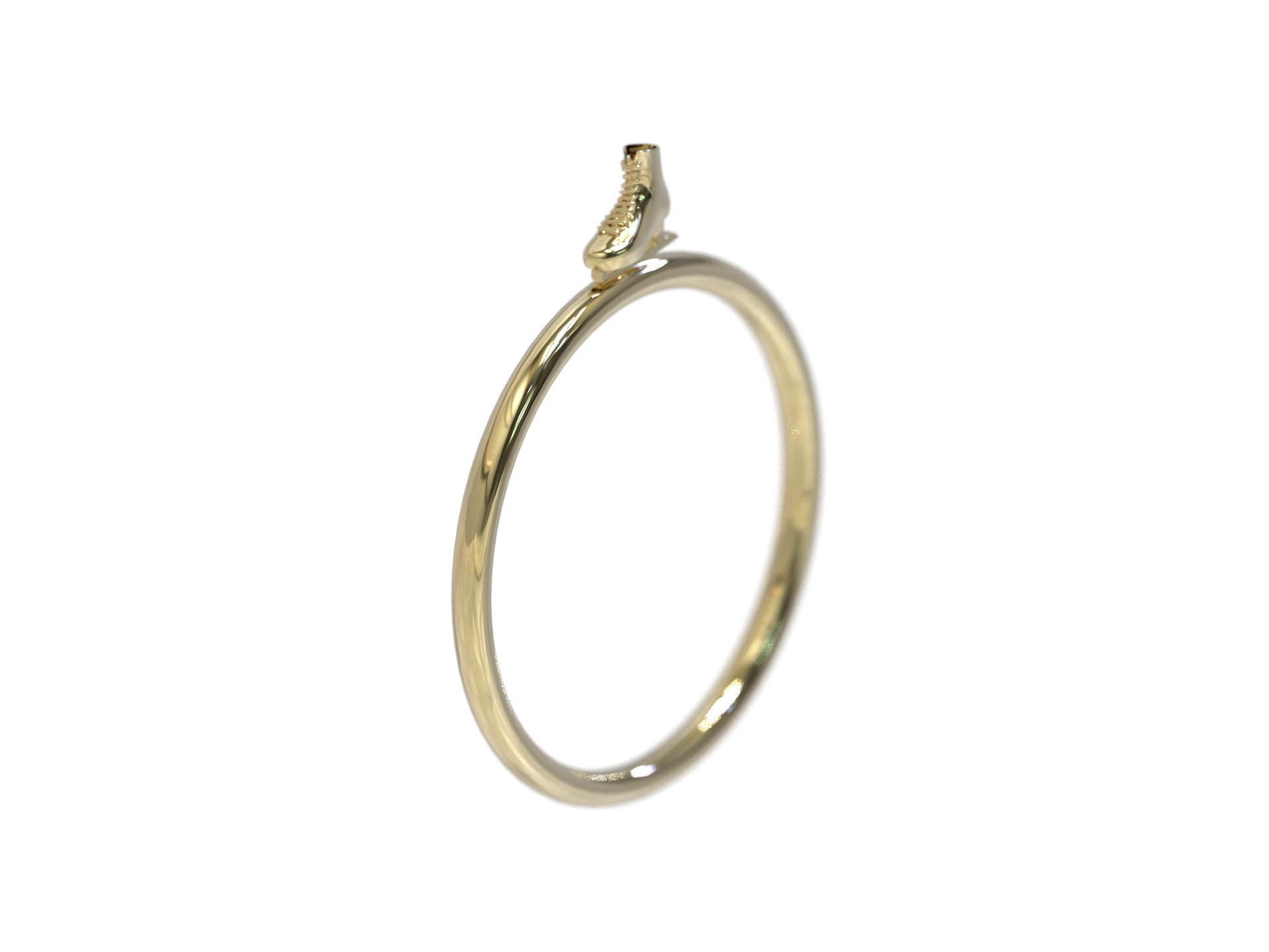 Minimalist Figure Skate Ring Yellow Gold Ice Skating Design Ring Dainty ...