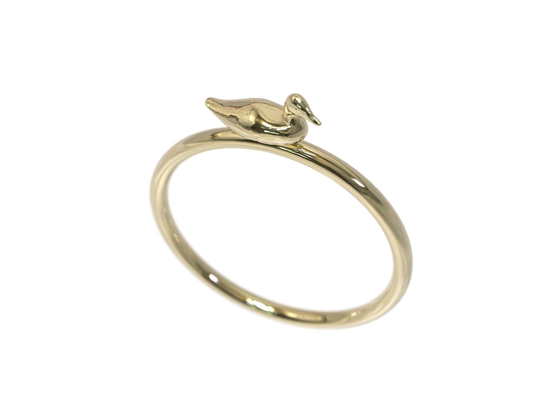 Minimalist Duck Ring Yellow Gold Duck Jewelry Ring Dainty Duckling Ring ...