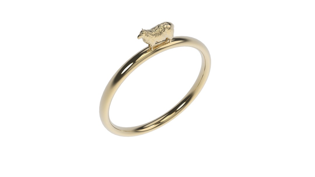 Minimalist Sheep Ring Yellow Gold Sheep Design Ring Dainty Lamb Ring ...
