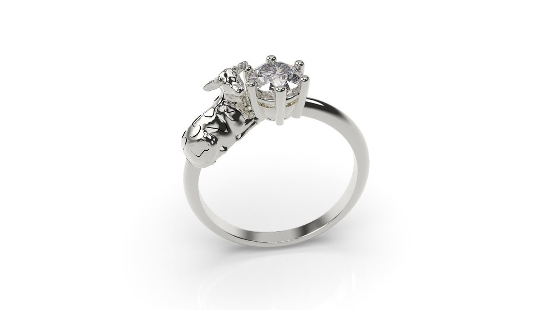 Cow Ring Cow Engagement Ring White Gold Cow Engagement Ring 14k Cow ...