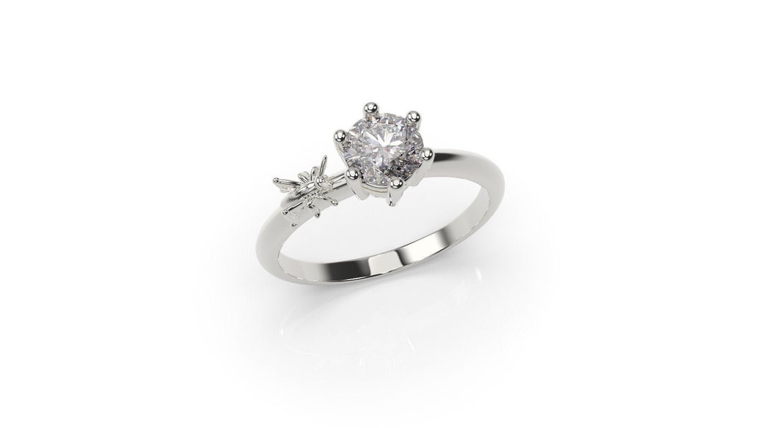 Grasshopper Engagement Ring Grasshopper Ring White Gold Cricket Ring ...