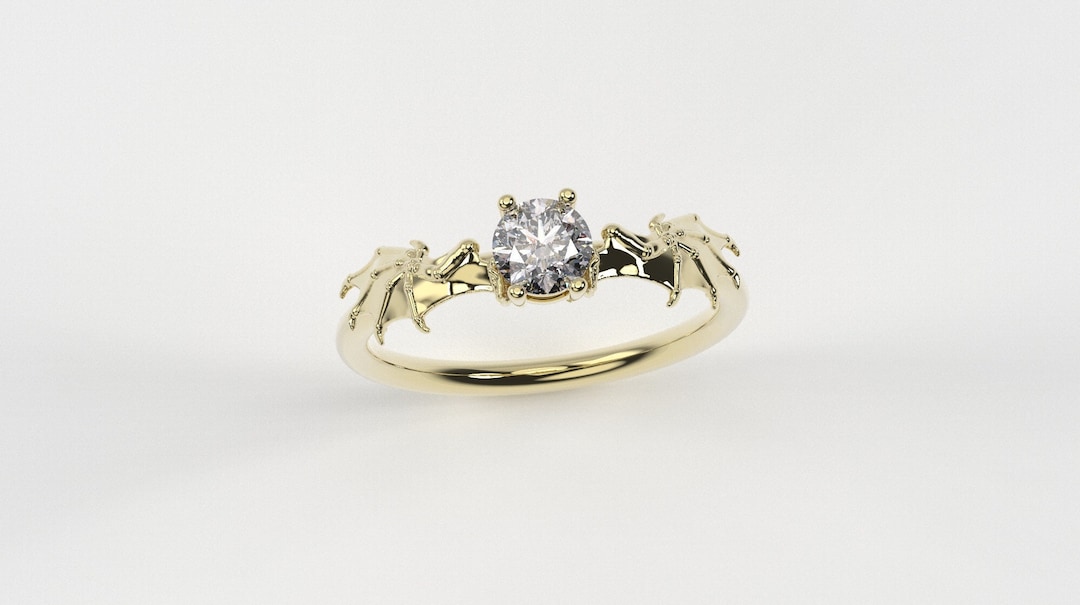 Dragon Engagement Ring Yellow Gold Dragon Wings Engagement Ring 14k ...