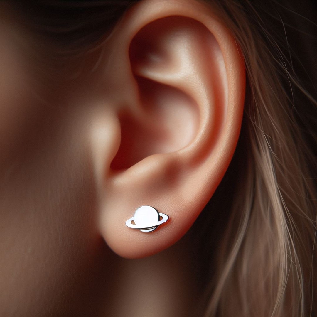 Saturn Earrings Silver Minimalist Saturn Jewelry Gold Saturn Earrings ...