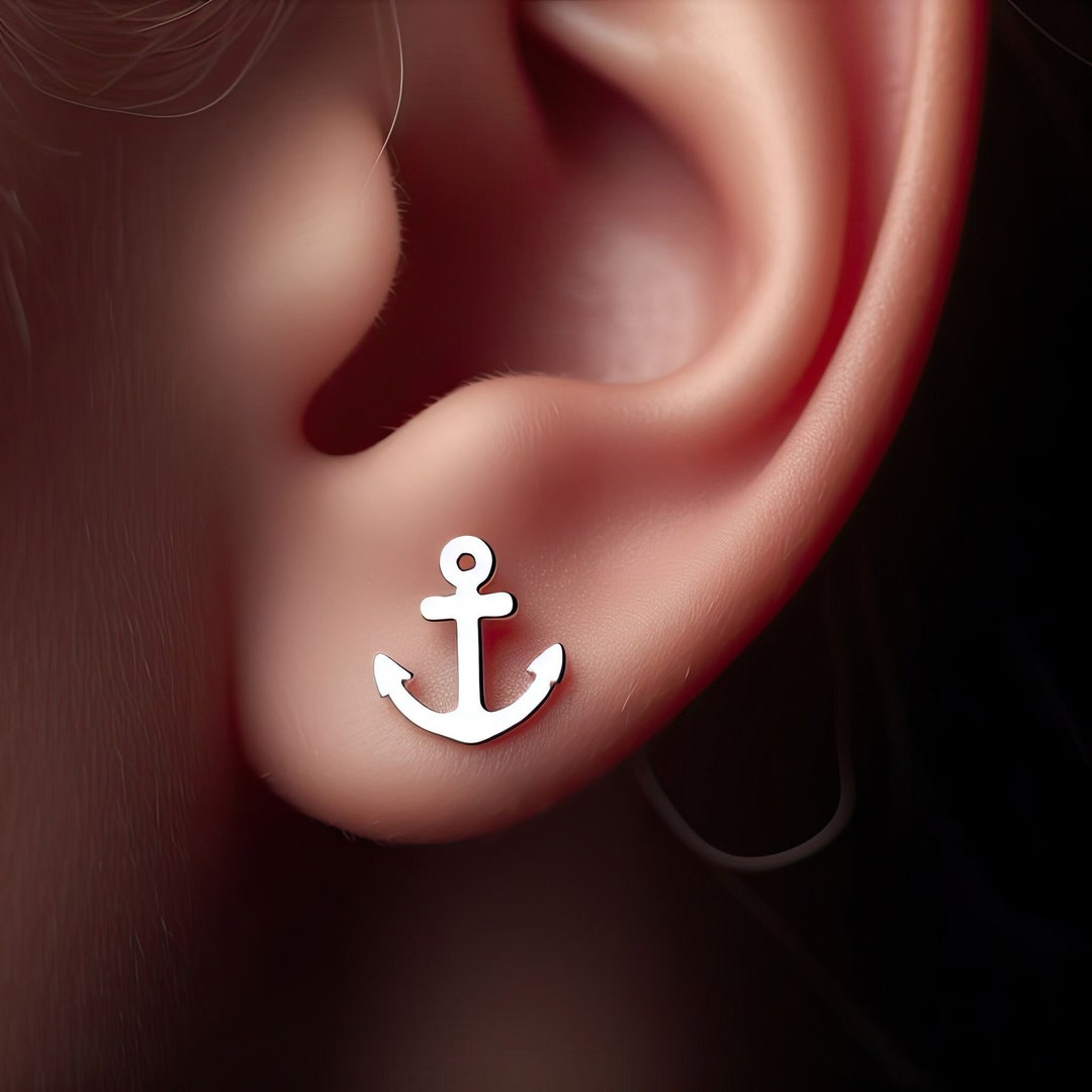 White Gold Anchor Earrings Silver Anchor Jewelry Gold Anchor Jewelry ...