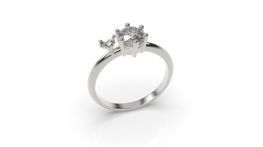 Chicken Ring Chicken Engagement Ring White Gold Rooster Engagement Ring ...