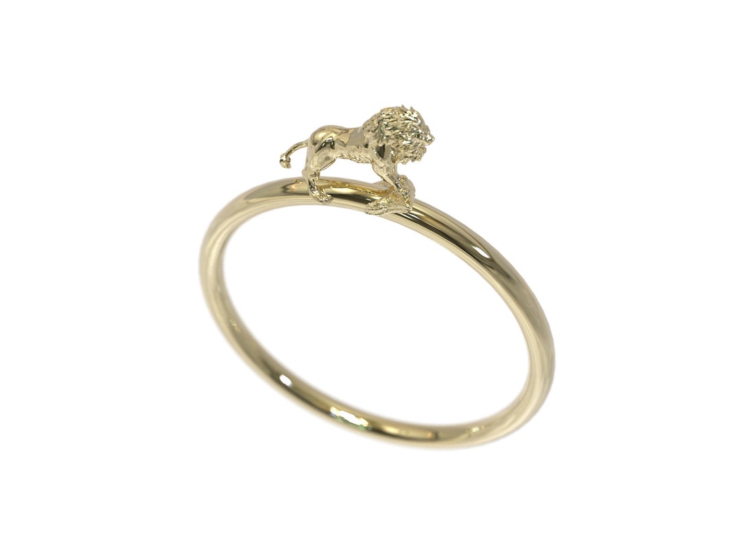 Minimalist Lion Ring Yellow Gold Lion Design Ring Dainty Lion - Etsy