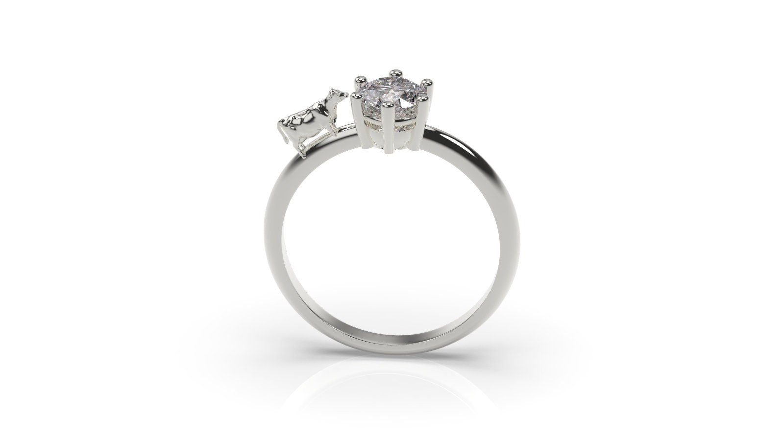 Cow Ring Cow Engagement Ring White Gold Cow Engagement Ring | Etsy