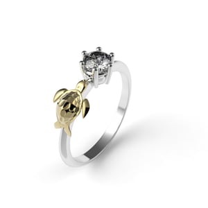 Turtle Engagement Ring 14k White Gold Nautical Engagement Ring 14k ...