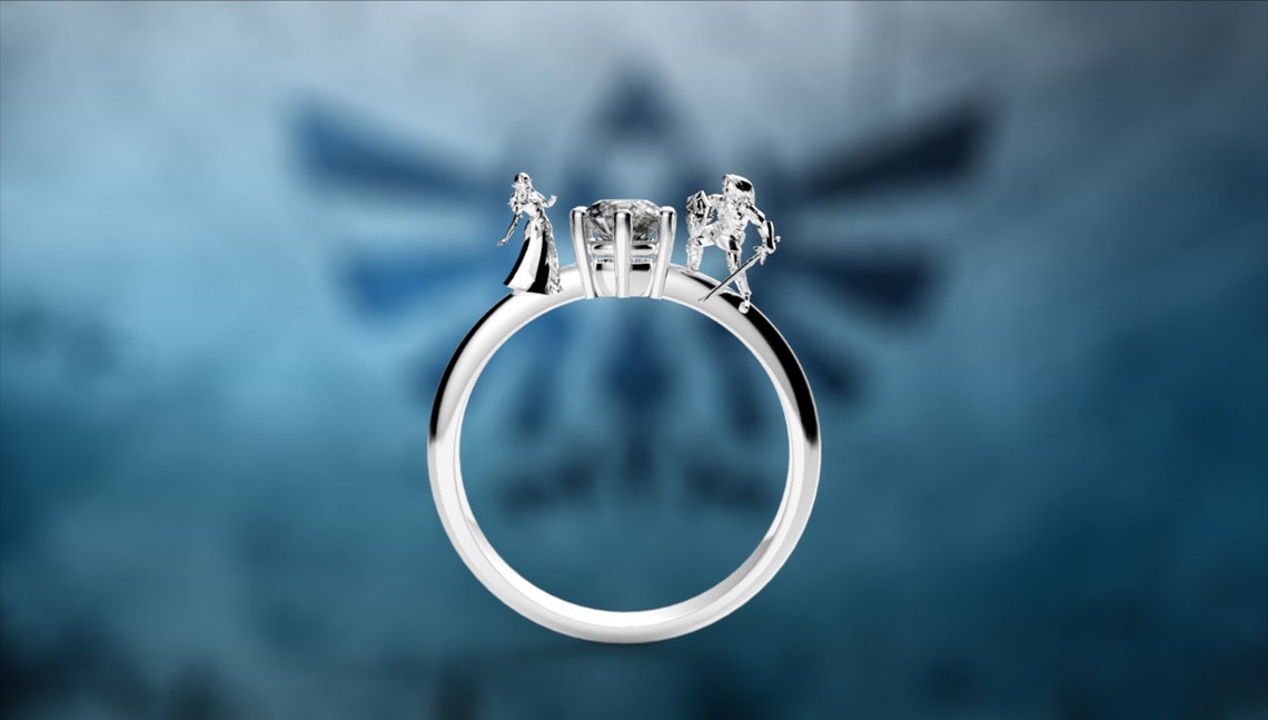 Zelda Engagement Ring Zelda Link Inspired Rose Gold Engagement | Etsy