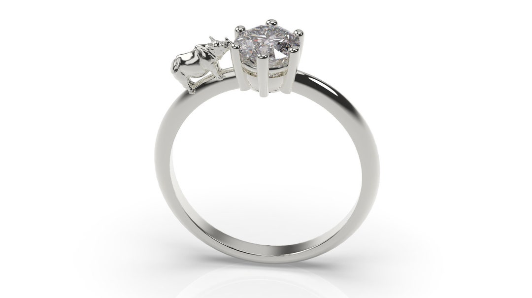 Rhino Ring Rhino Engagement Ring Rhinoceros Ring White Gold Rhino Ring ...