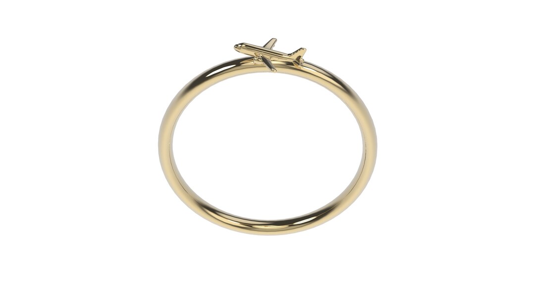 Minimalist Airplane Ring Yellow Gold Plane Design Ring Dainty Airplane ...