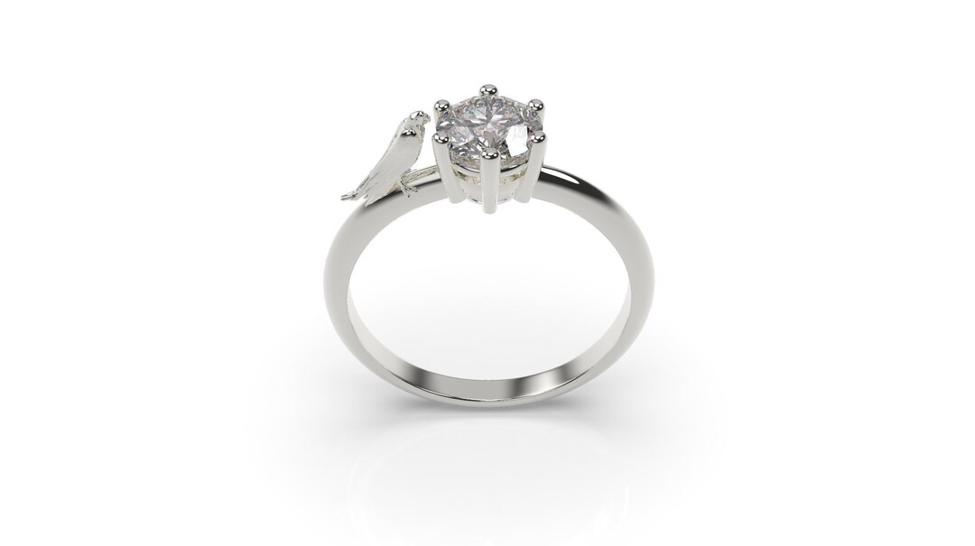 Parrot Engagement Ring Parrot Ring White Gold Parrot Bird Ring Parrot ...