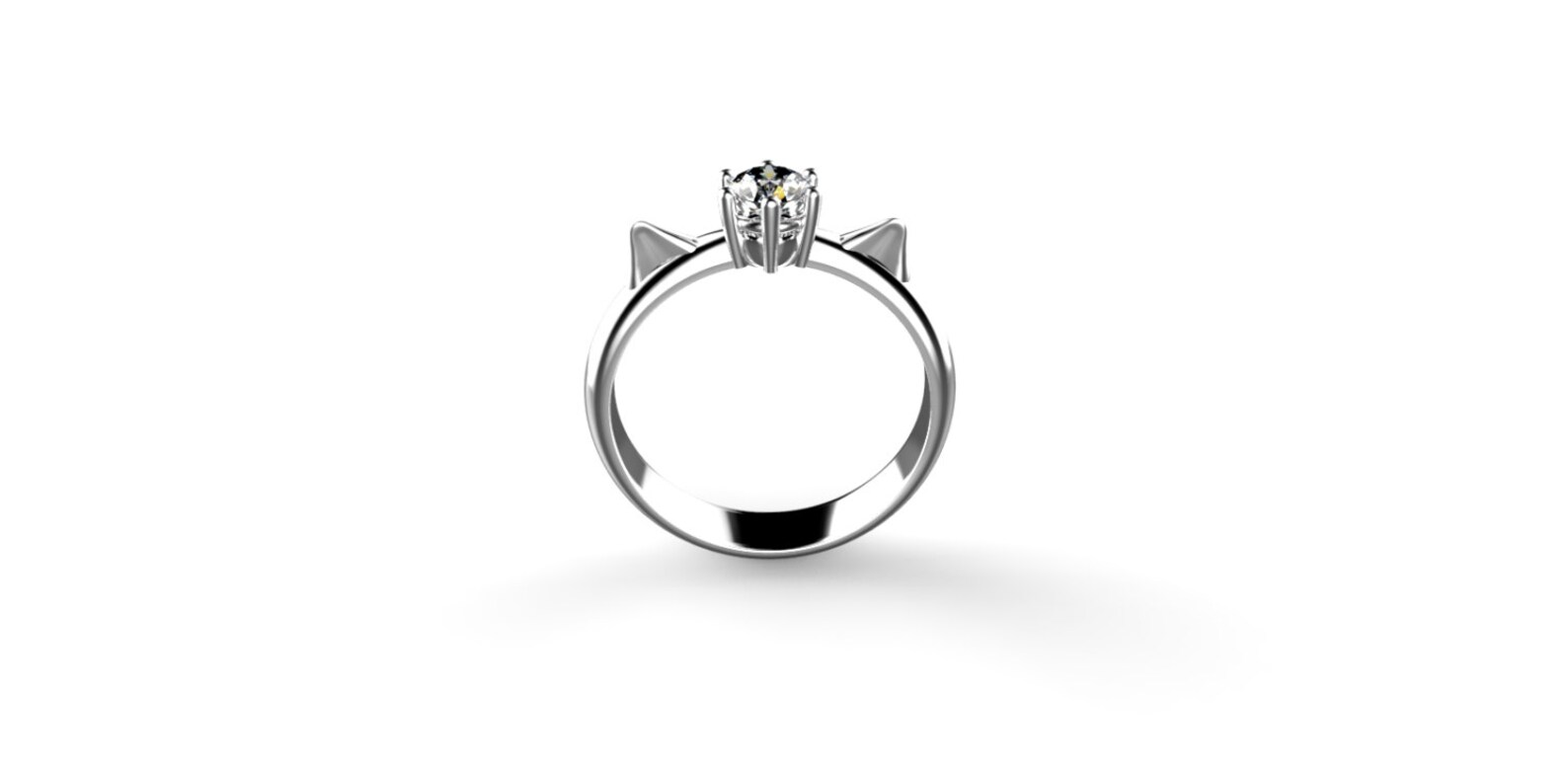 Cat Engagement Ring 14k White Gold Cat Ears Engagement Ring - Etsy