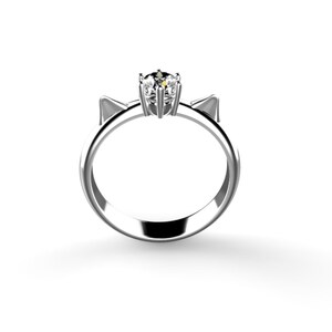 Cat Engagement Ring 14k White Gold Cat Ears Engagement Ring 14k Cat ...