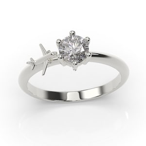 Plane Ring Plane Engagement Ring Airplane Ring White Gold Airplane Ring ...