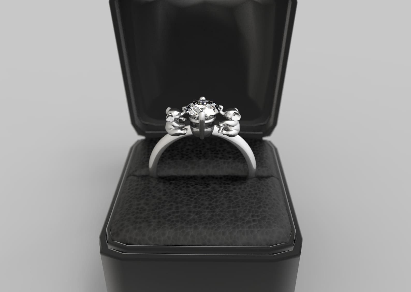 Elephant Engagement Ring White Gold Elephant Engagement Ring 14k ...