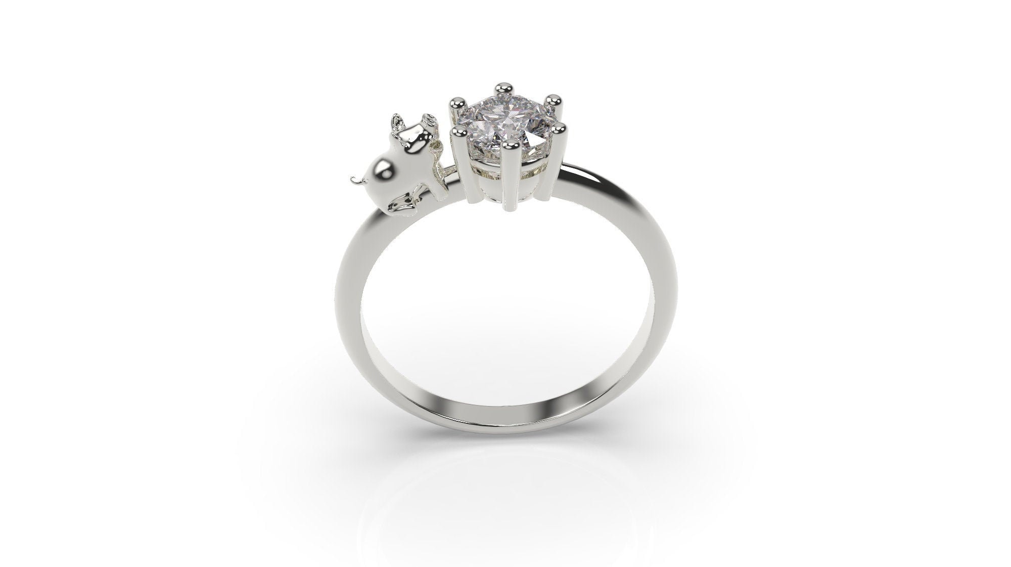 Pig Ring Pig Engagement Ring Piggy Ring White Gold Pig Ring Piggy ...