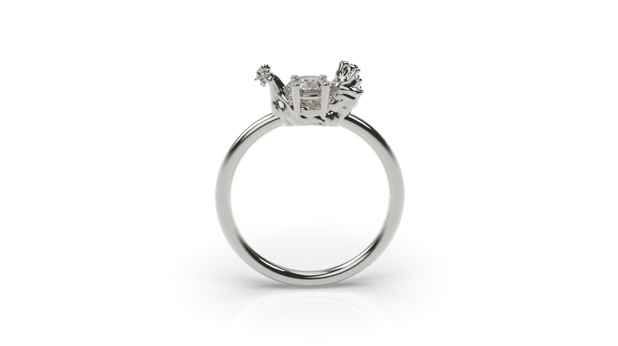 Chicken Ring Chicken Engagement Ring White Gold Rooster | Etsy