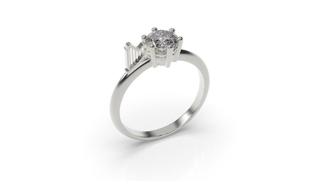 Harp Engagement Ring Harp Ring White Gold Harpist Ring Harpist ...
