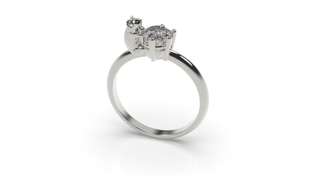 Koala Engagement Ring Koala Ring White Gold Koala Bear Ring Koala Bear ...