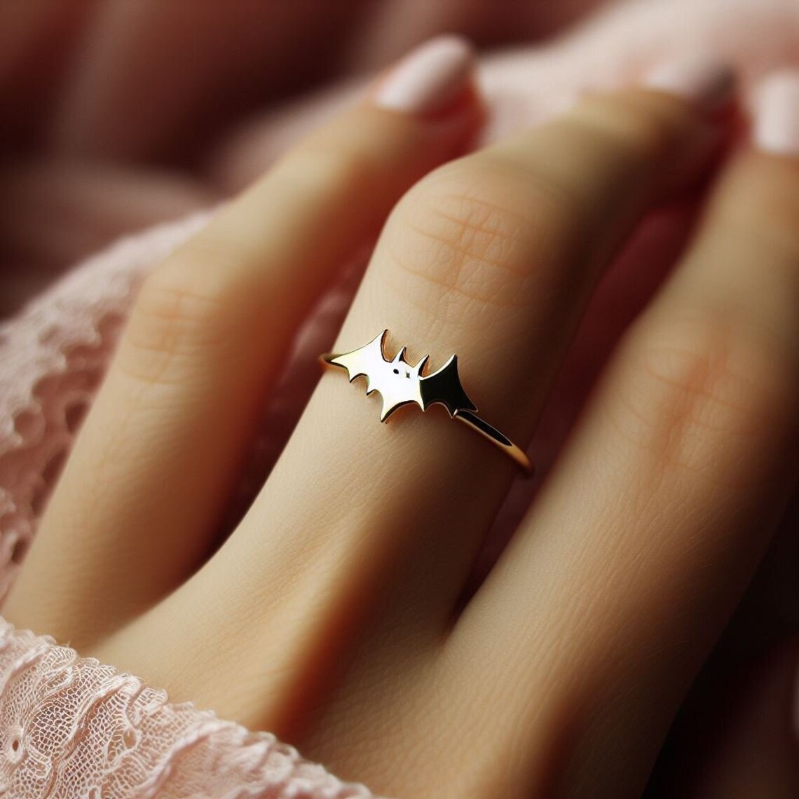 Minimalist Bat Wing Ring Yellow Gold Bat Ring Dainty Bat Wing Lover ...