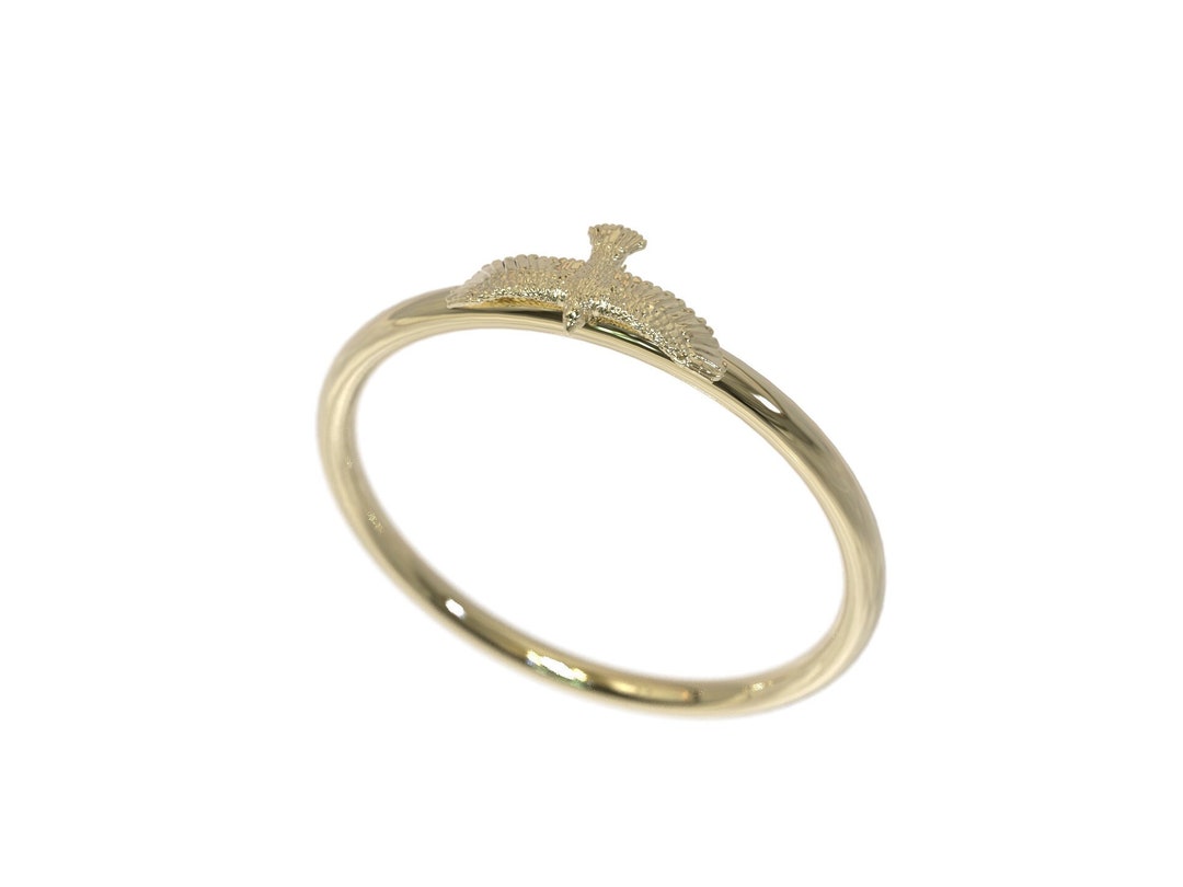 Minimalist Hawk Ring Yellow Gold Hawk Design Ring Dainty Hawk Ring Bird ...