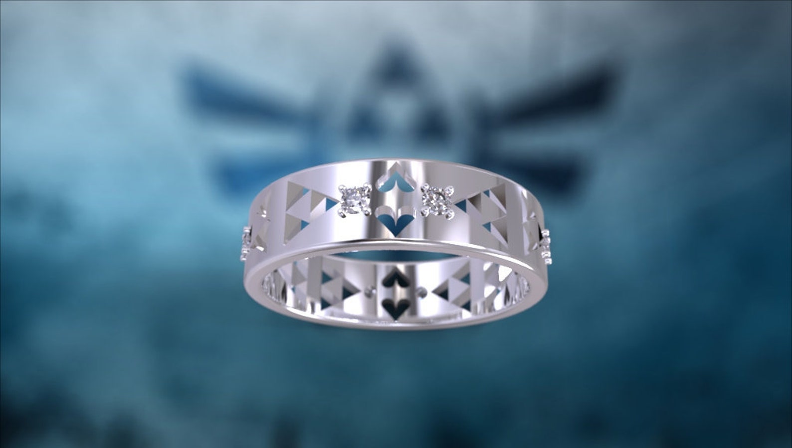 Zelda Wedding Band Zelda Engagement Ring Triforce Inspired White Gold ...