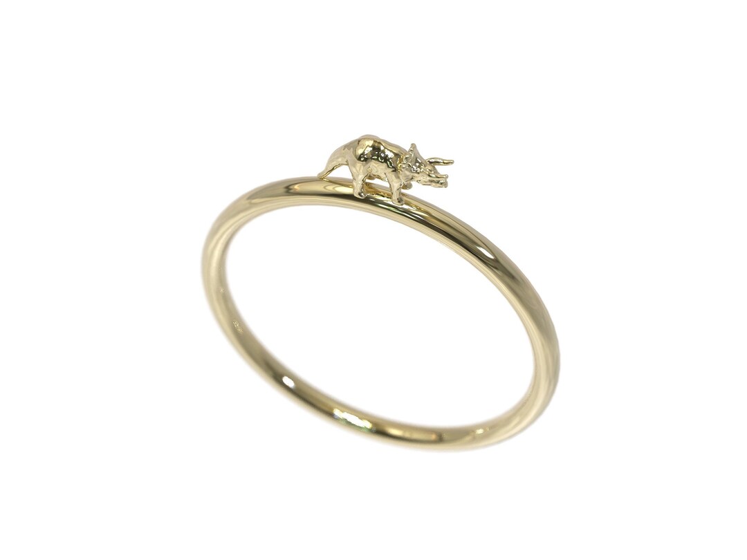 Minimalist Triceratops Ring Yellow Gold Dinosaur Design Ring Dainty ...