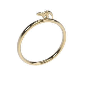 Minimalist T-rex Ring Yellow Gold Tyrannosaurus Design Ring Dainty ...