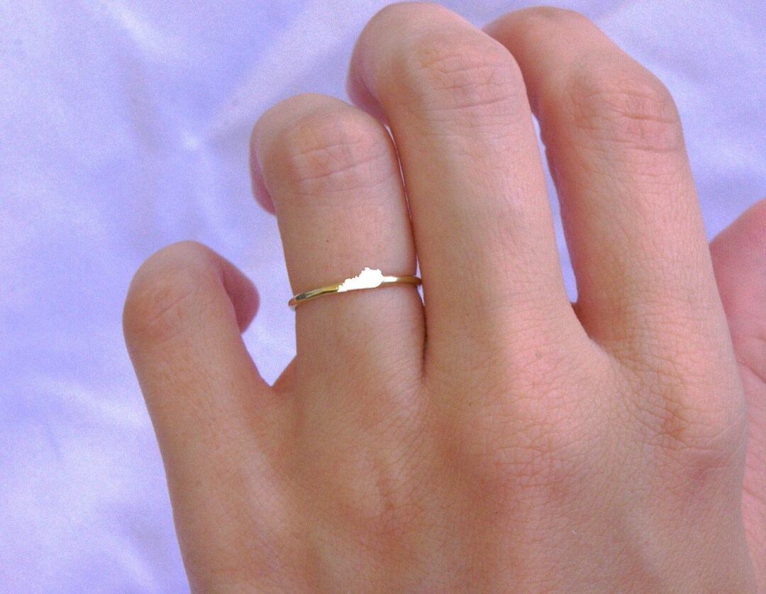 Minimalist Kentucky Ring Yellow Gold Kentucky Outline Ring Dainty ...