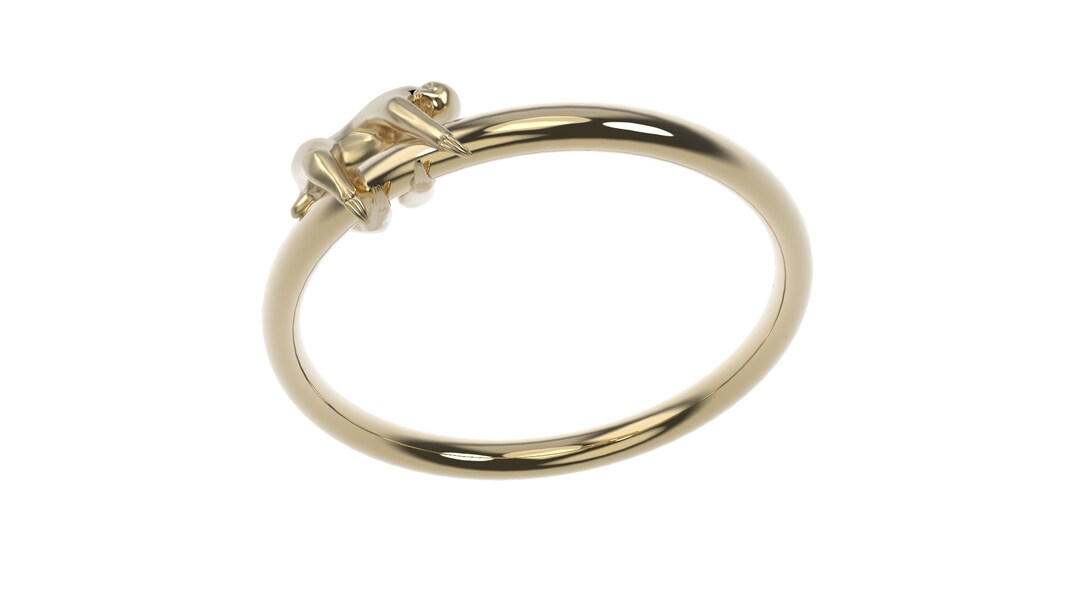 Minimalist Sloth Ring Yellow Gold Sloth Design Ring Dainty Sloth Ring ...