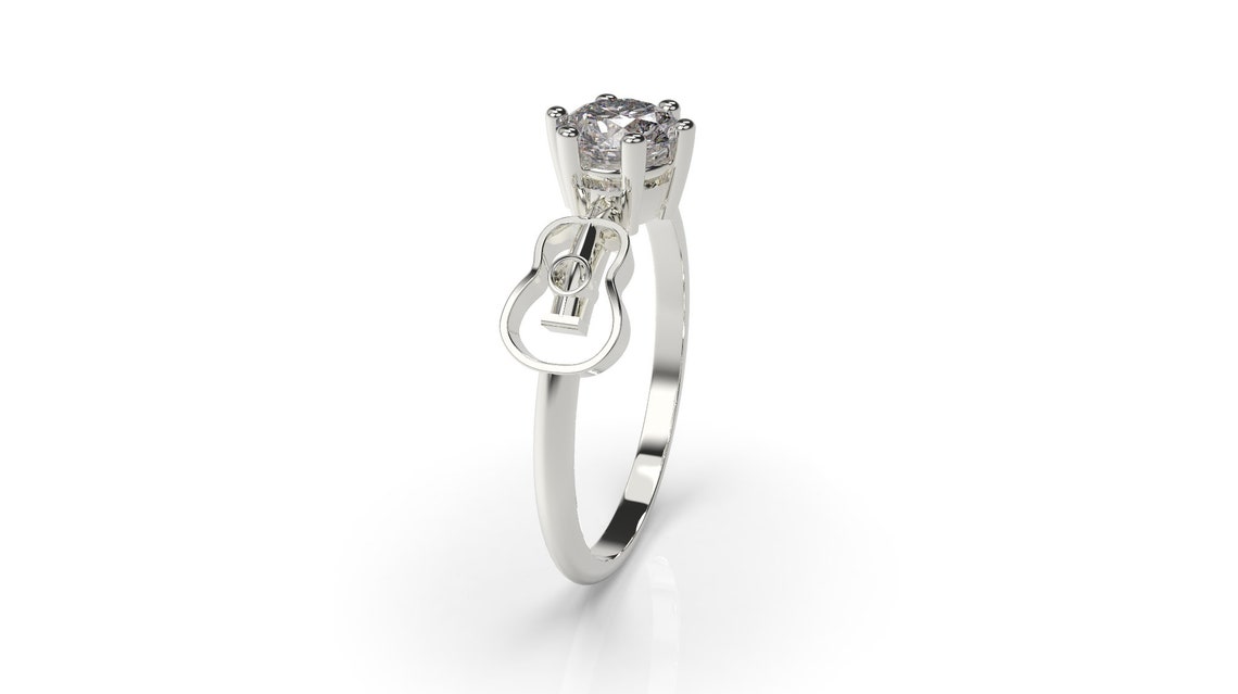 Guitar Engagement Ring Guitar Ring White Gold Acoustic Guitar - Etsy