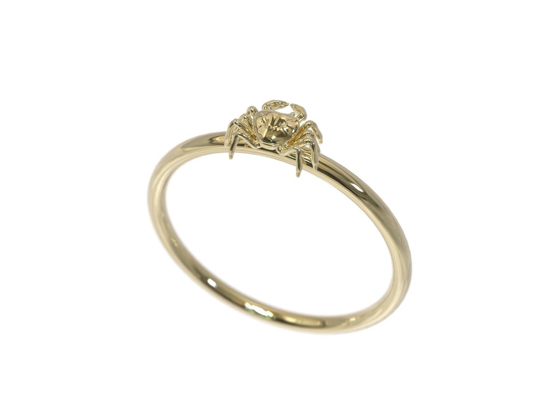 Minimalist Crab Ring Yellow Gold Crab Design Ring Dainty Crab Adornment ...
