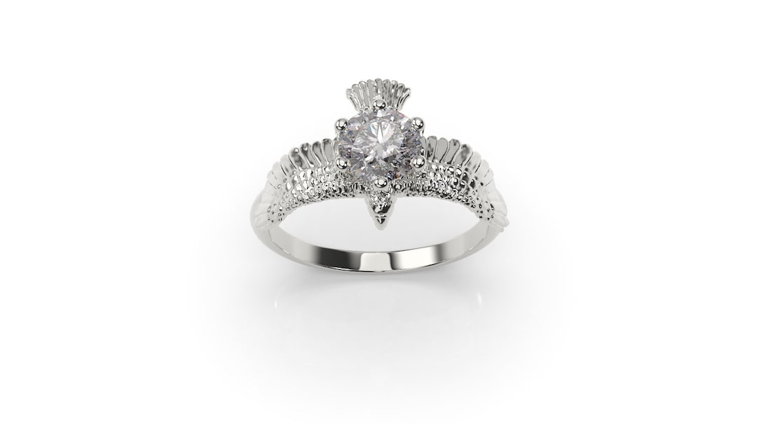 Hawk Engagement Ring Hawk Ring White Gold Bird Ring Bird Engagement ...