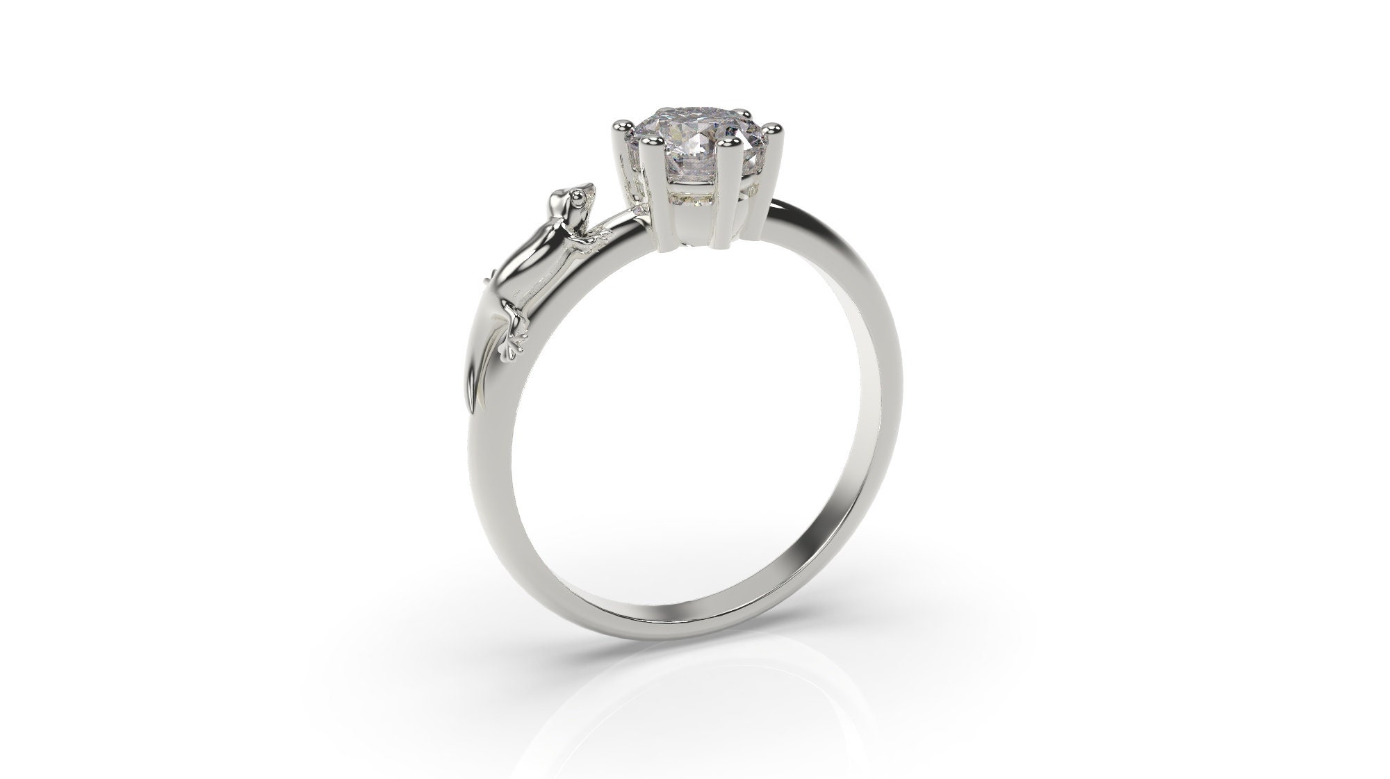 Lizard Engagement Ring Lizard Ring White Gold Lizard Ring - Etsy