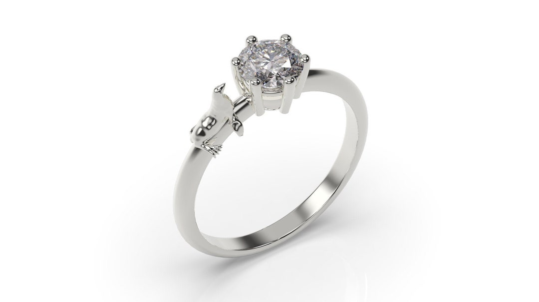 Seal Ring Seal Engagement Ring White Gold Seal Engagement Ring 14k Sea ...