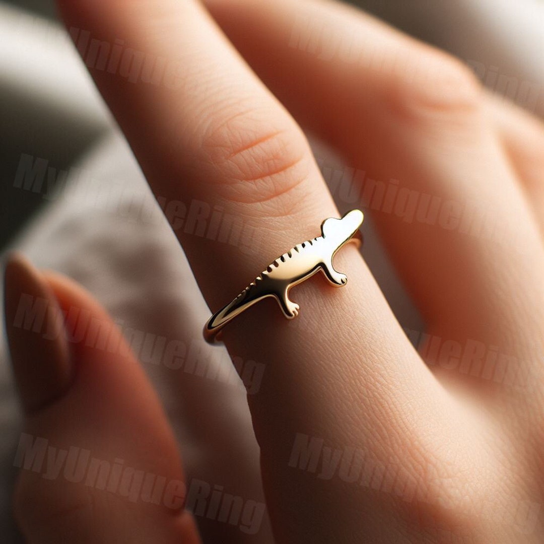 Minimalist Alligator Ring Yellow Gold Gator Ring Dainty Crocodile Ring ...