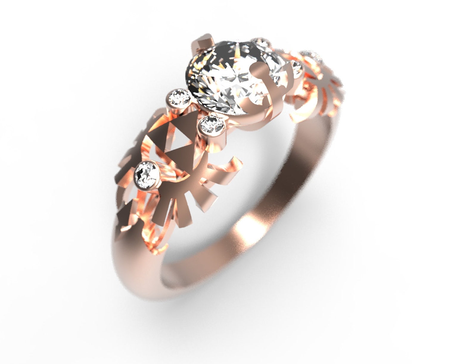 Zelda Engagement Ring Triforce Inspired Rose Gold Engagement - Etsy