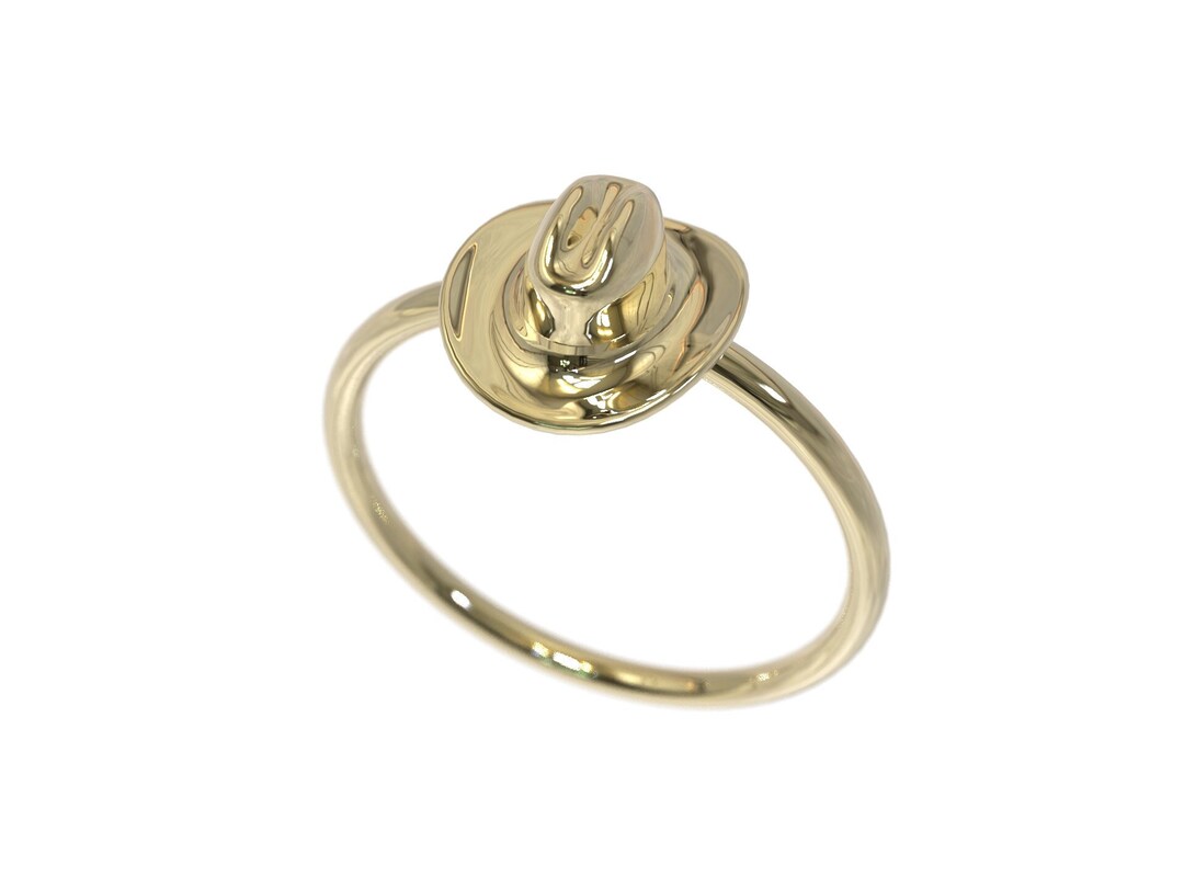 Minimalist Cowboy Hat Ring Yellow Gold Cowboy Hat Design Ring Dainty ...