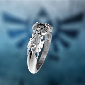 Zelda Engagement Ring Triforce Inspired White Gold Engagement Ring ...