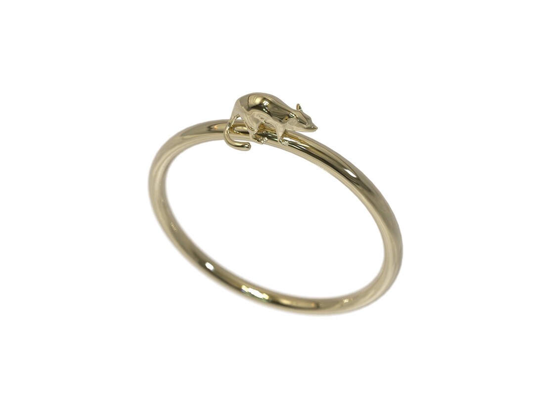 Minimalist Mouse Ring Yellow Gold Mouse Design Ring Dainty Mouse Ring ...