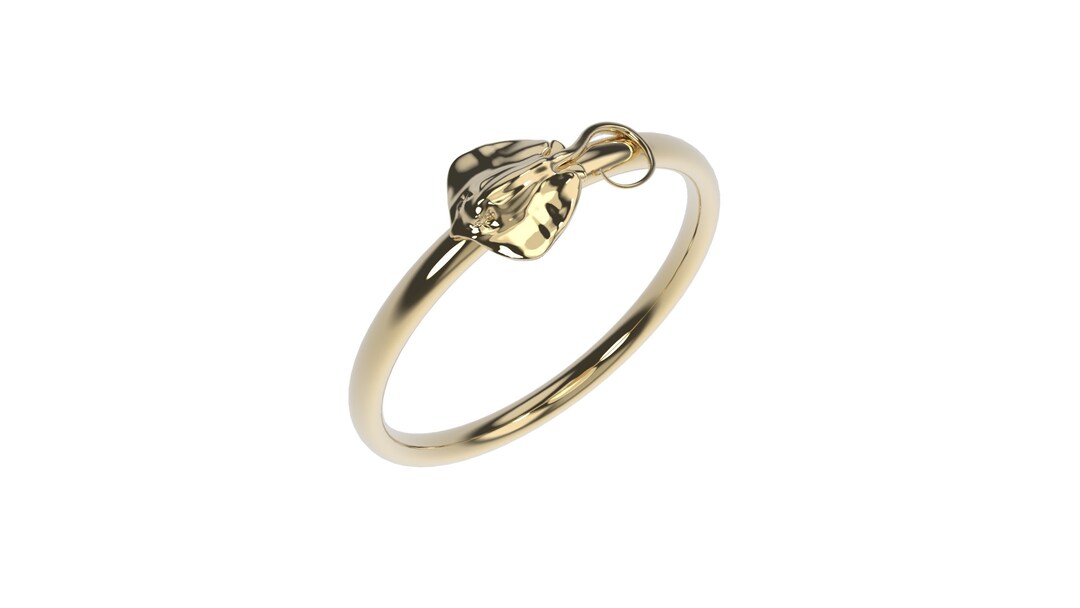 Minimalist Manta Ray Ring Yellow Gold Manta Ray Design Ring Dainty ...